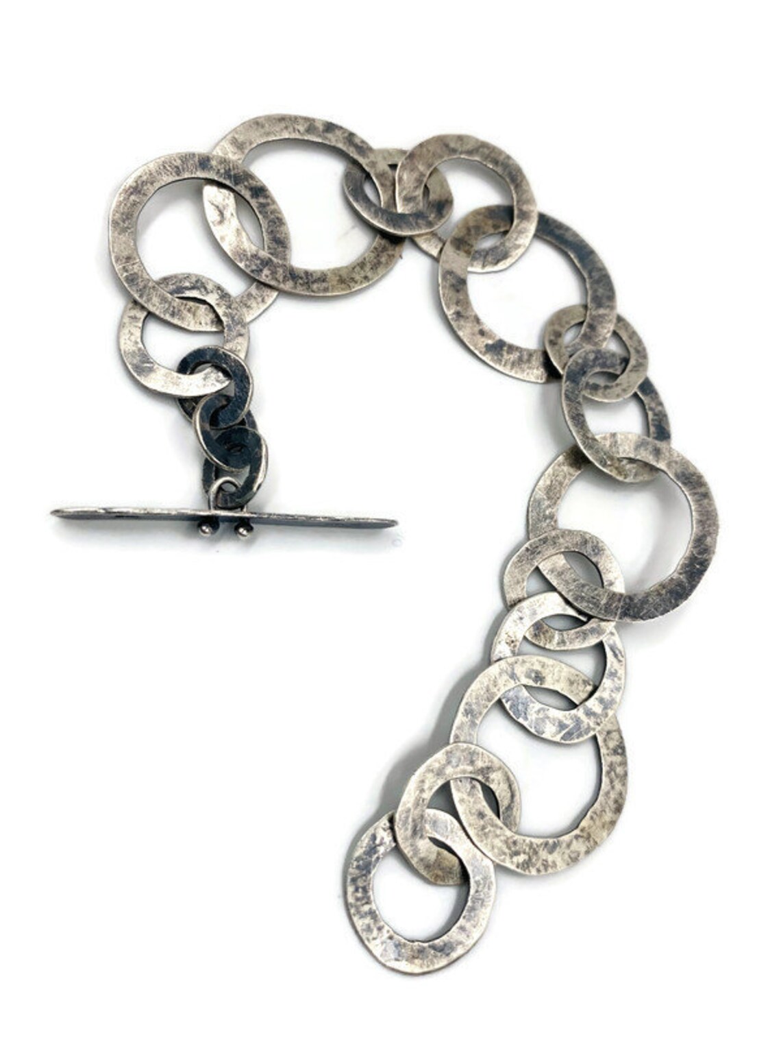 Sterling Silver Artisan Washer Link Bracelet B70 - Etsy Canada