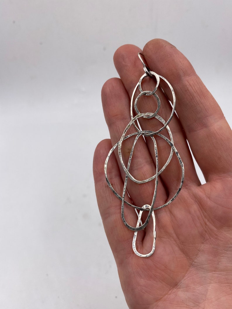 Sterling Silver Artisan Scribble Loop Earrings E202 - Etsy