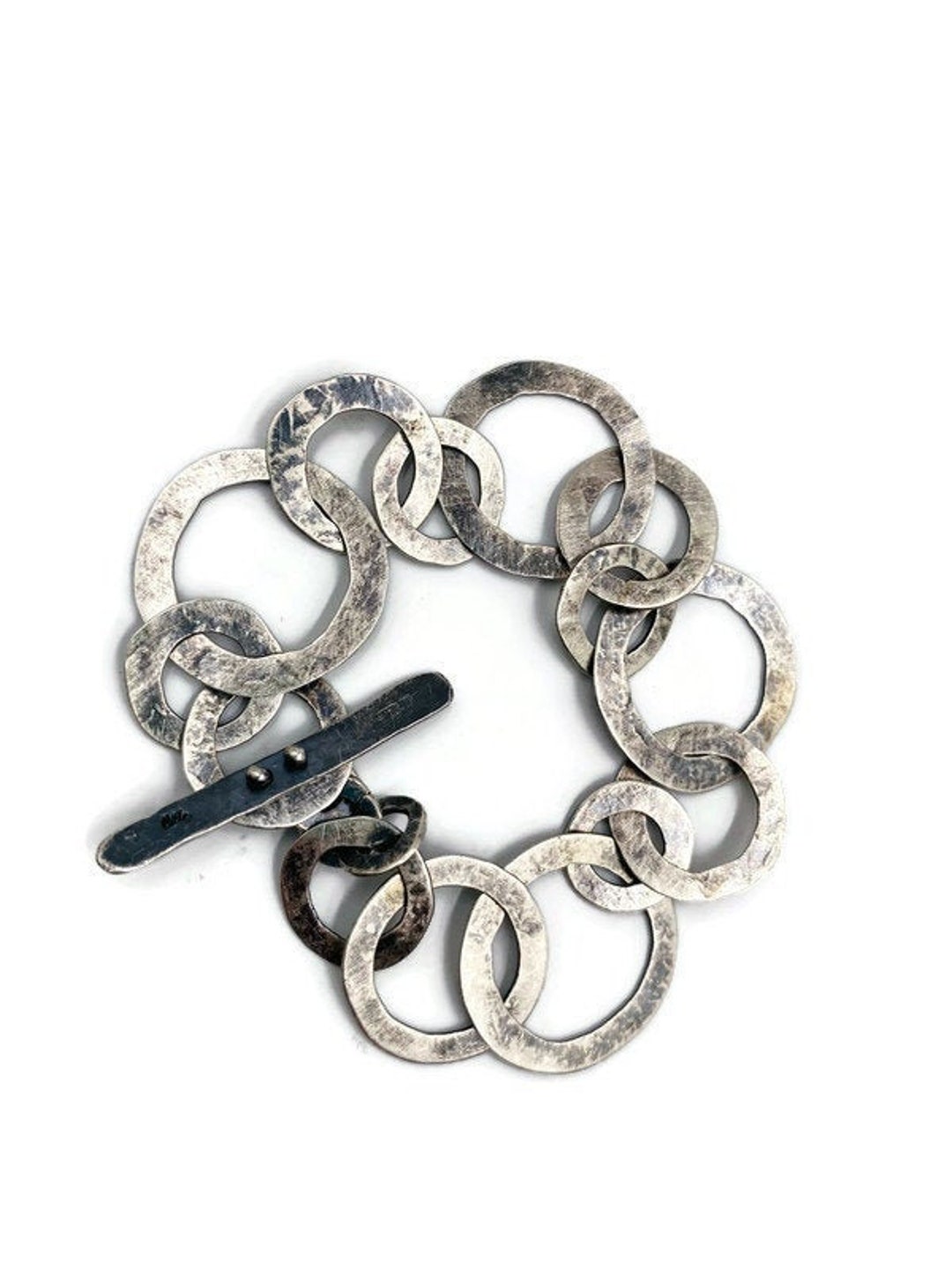 Sterling Silver Artisan Washer Link Bracelet (B70) - Etsy