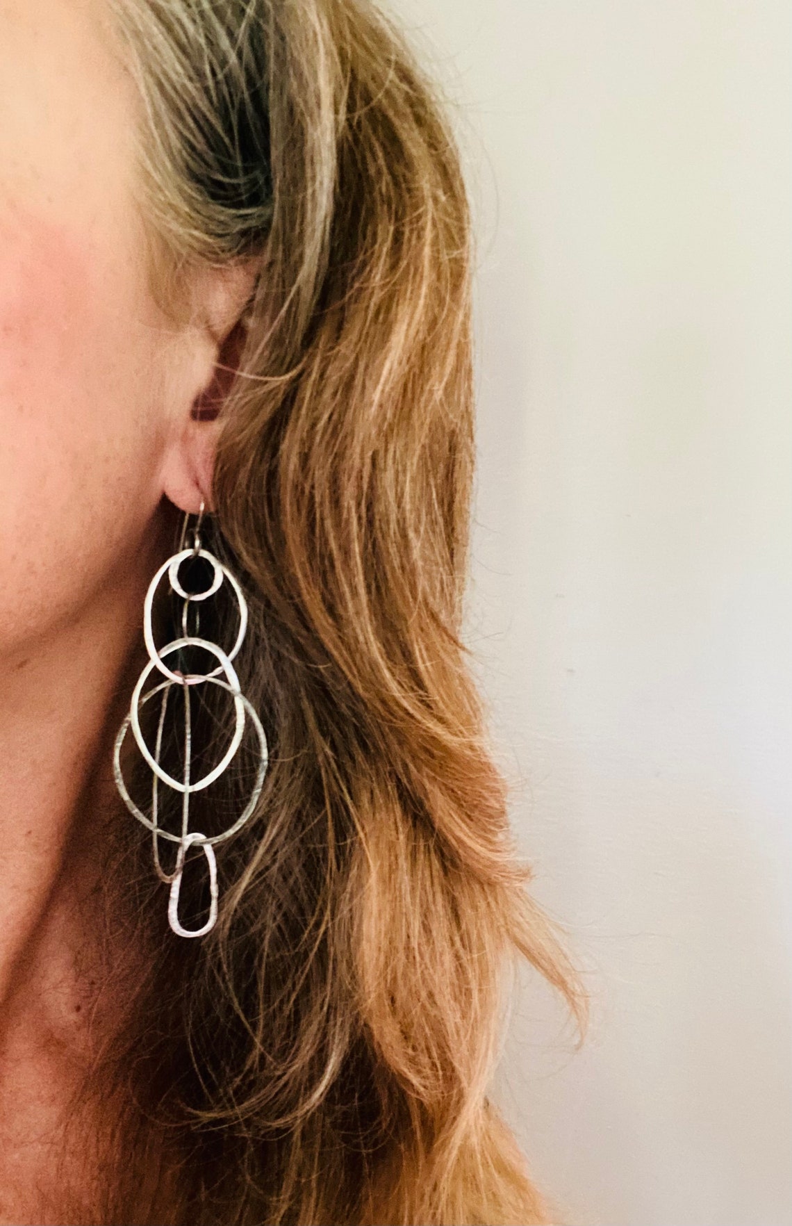 Sterling Silver Artisan Scribble Loop Earrings E202 - Etsy