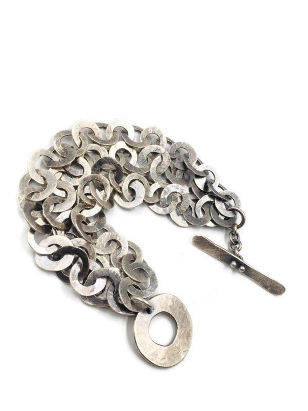 Sterling Silver Triple Strand Washer Link Bracelet - Etsy