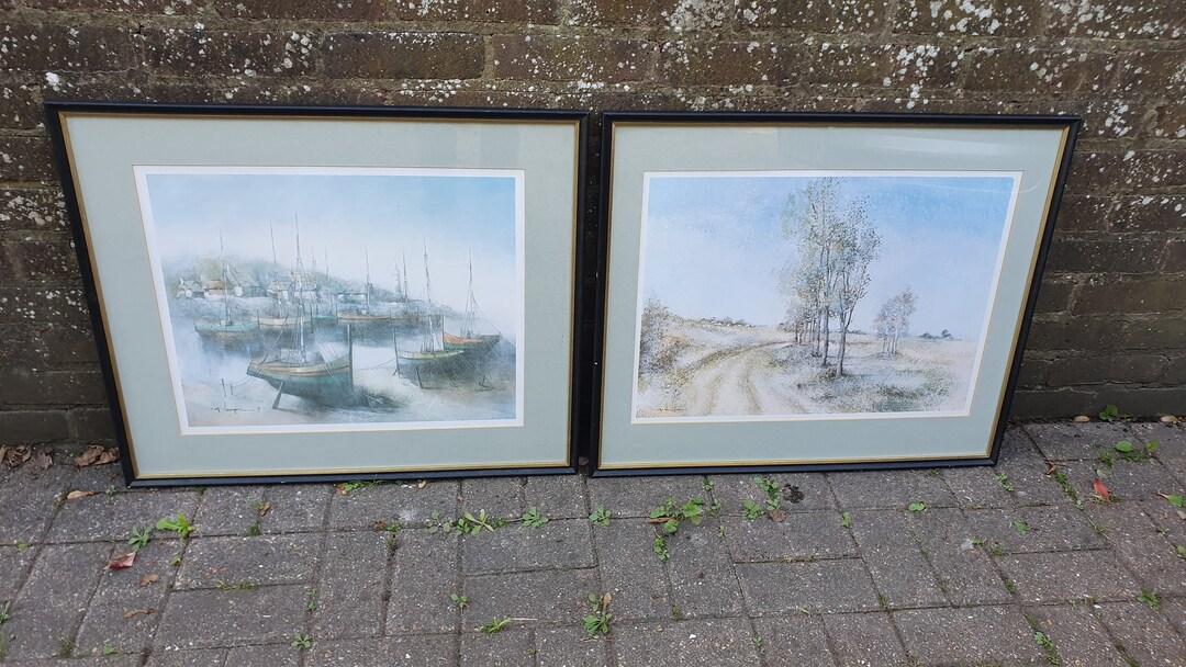 Pair of Huge 90s Wooden Picture Frames and Mounts With Still - Etsy