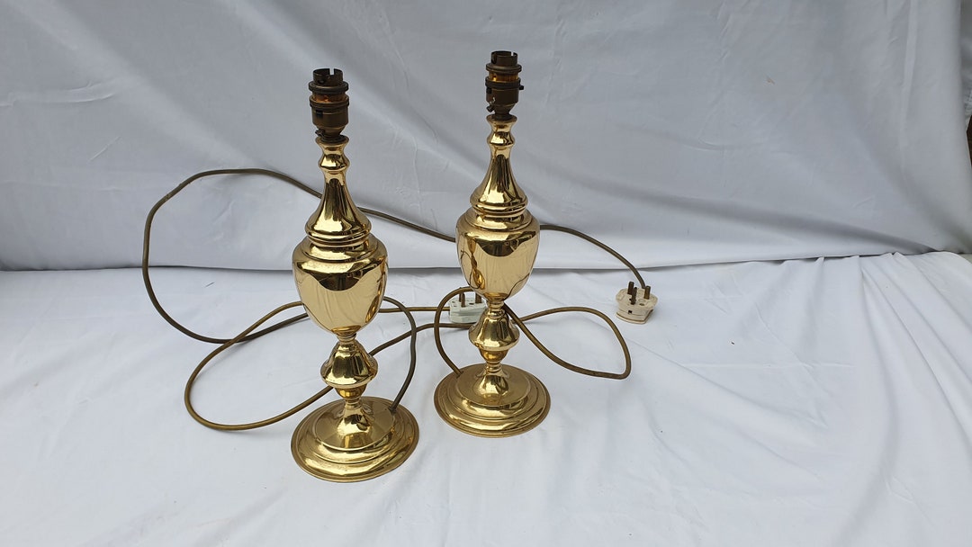 Pair of Vintage Brass Working Table Lamps - Etsy
