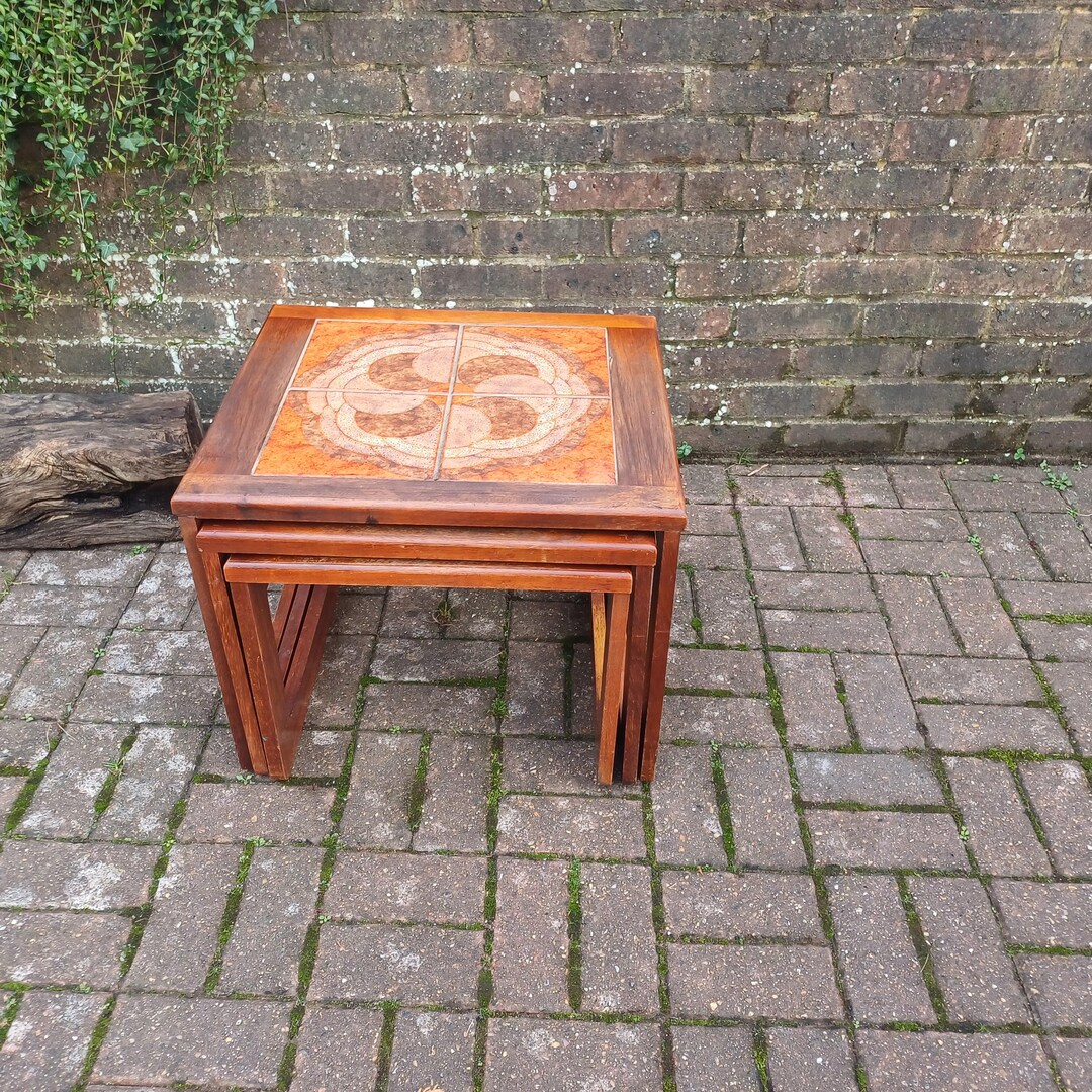 Classic Set of 70s Retro Mid Century Tile Top and Teak Hefty Coffee ...