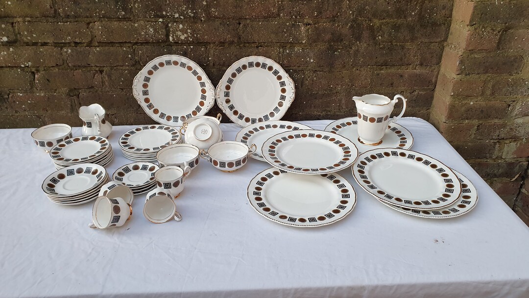 Dinner Tea Service Lubern Bone China 22 Kt Gold Sunflower Retro - Etsy