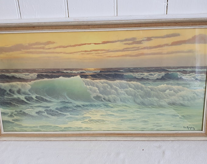 Large Vintage Print Ed Mandon ‘song of the Surf’ Seascape in Glazed ...