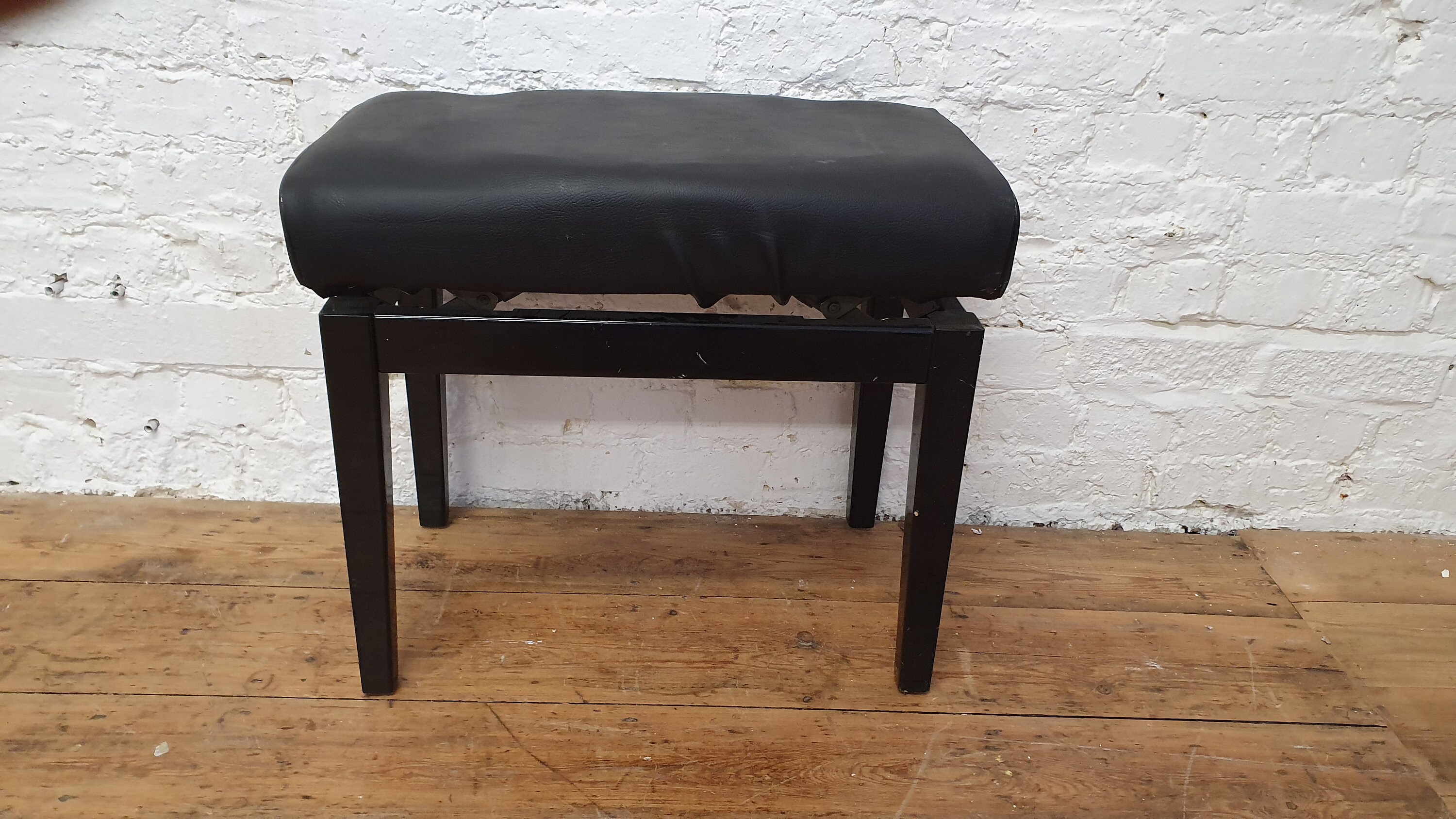 Vintage Black Upholstered Piano Stool Adjustable - Etsy UK