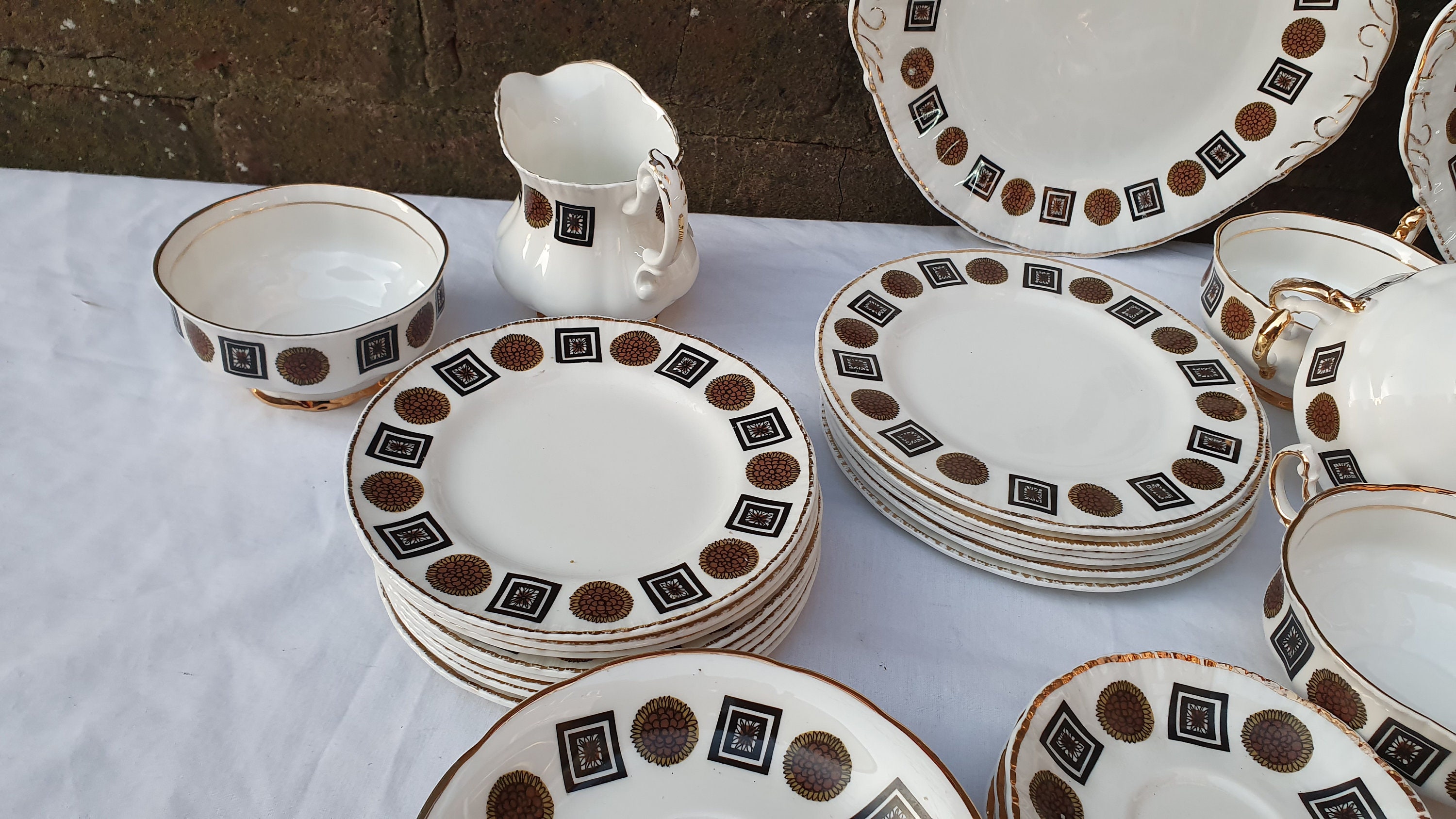 Dinner Tea Service Lubern Bone China 22 Kt Gold Sunflower Retro - Etsy