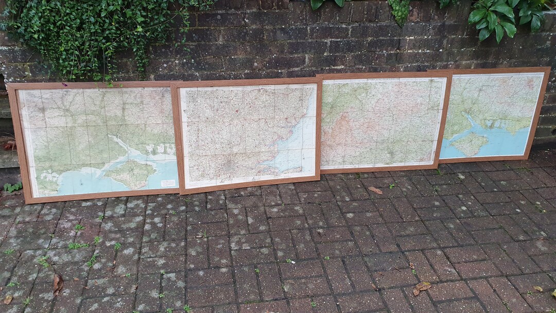 4 Very Large Framed Maps New Forest Middlesex Essex Suffolk Oxford - Etsy