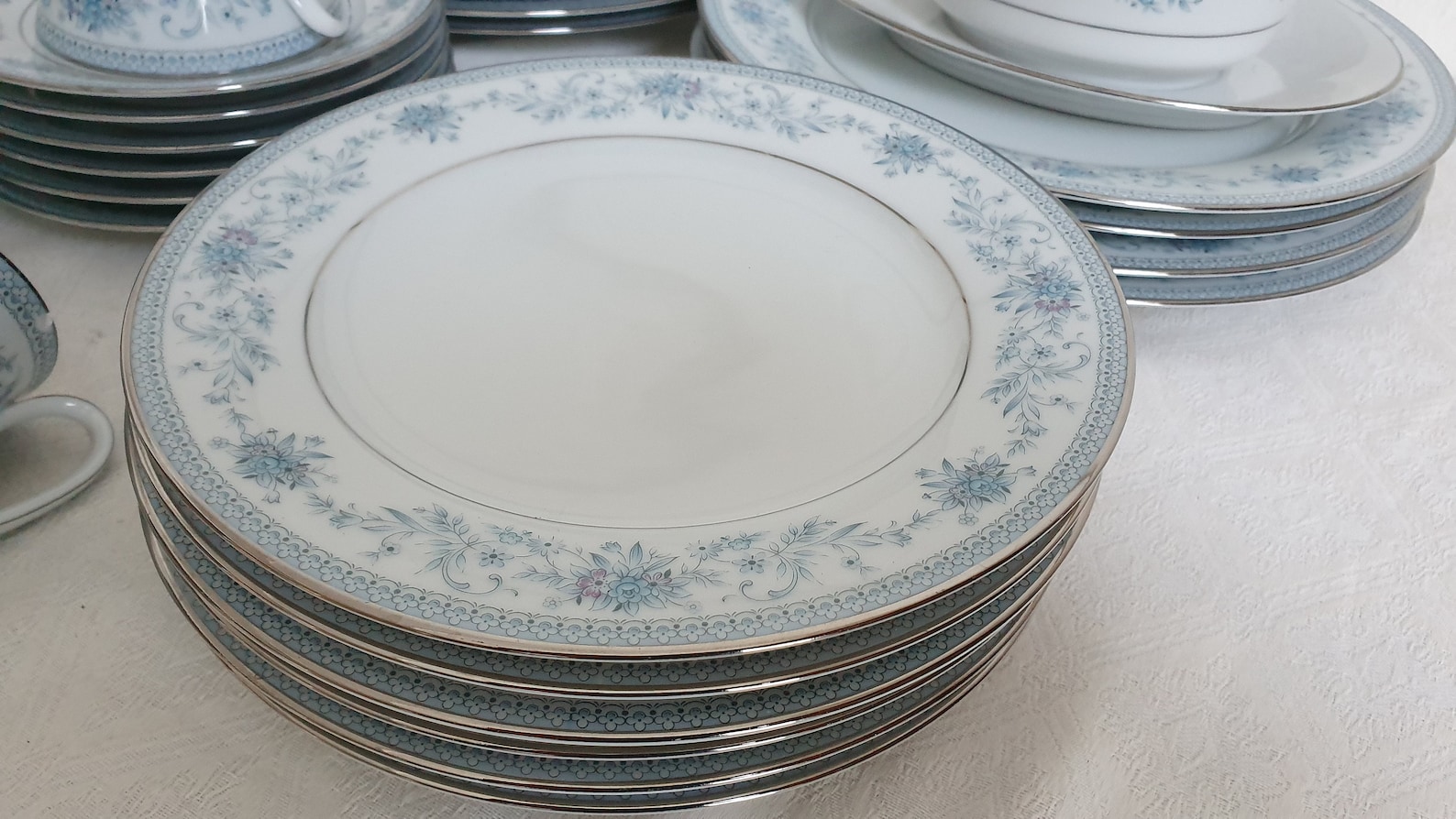 Large Noritake Quality Fine China blue Hill Blue and Silver - Etsy