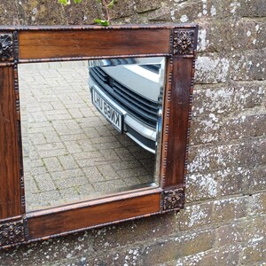 Vintage Square Solid Oak Mirror With Beaded Decoration 1920s - Etsy UK