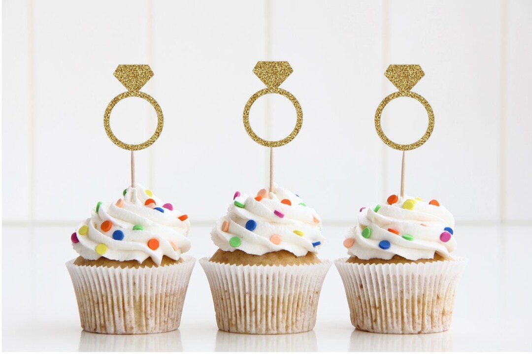 Diamond Ring Cupcake Toppers, Bachelorette Cupcake Topper, Wedding ...