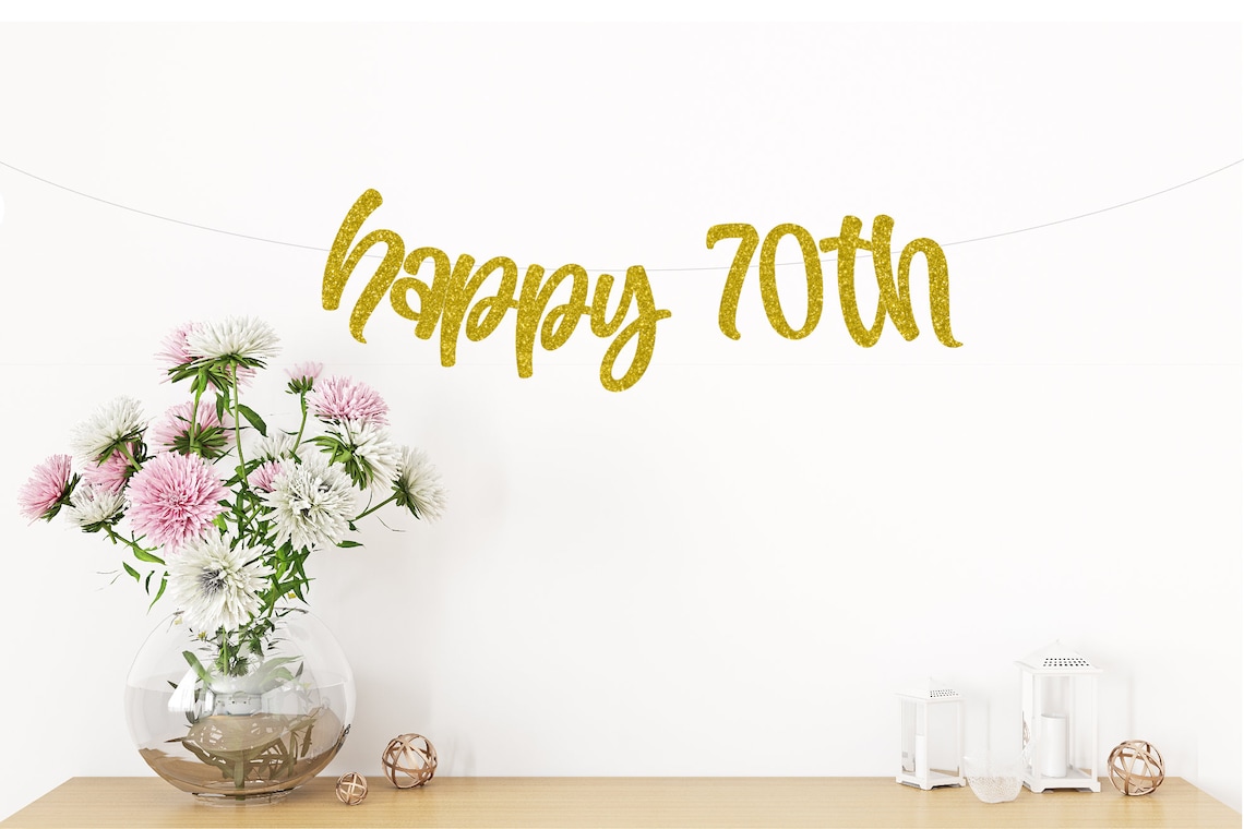 Happy 70th Birthday Banner, 70th Birthday Party Decor,70th Birthday ...