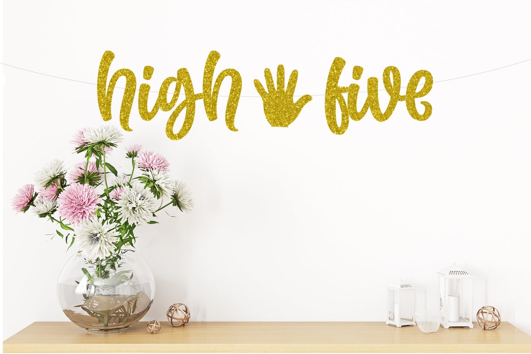 5th Birthday Banner, High Five Banner, Happy 5th Birthday Banner, 5th ...