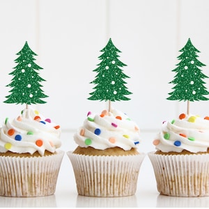 Christmas Tree Cupcake Topper, Christmas Decorations, Christmas Cupcake ...