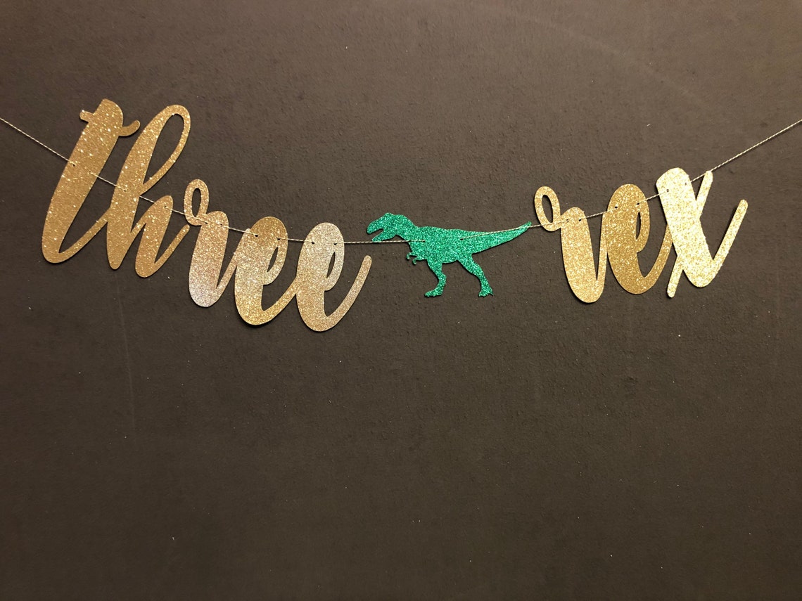 Three Rex Banner, Dinosaur Banner, 3rd Birthday Banners , 3rd Birthday ...