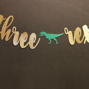 Three Rex Banner, Dinosaur Banner, 3rd Birthday Banners , 3rd Birthday ...