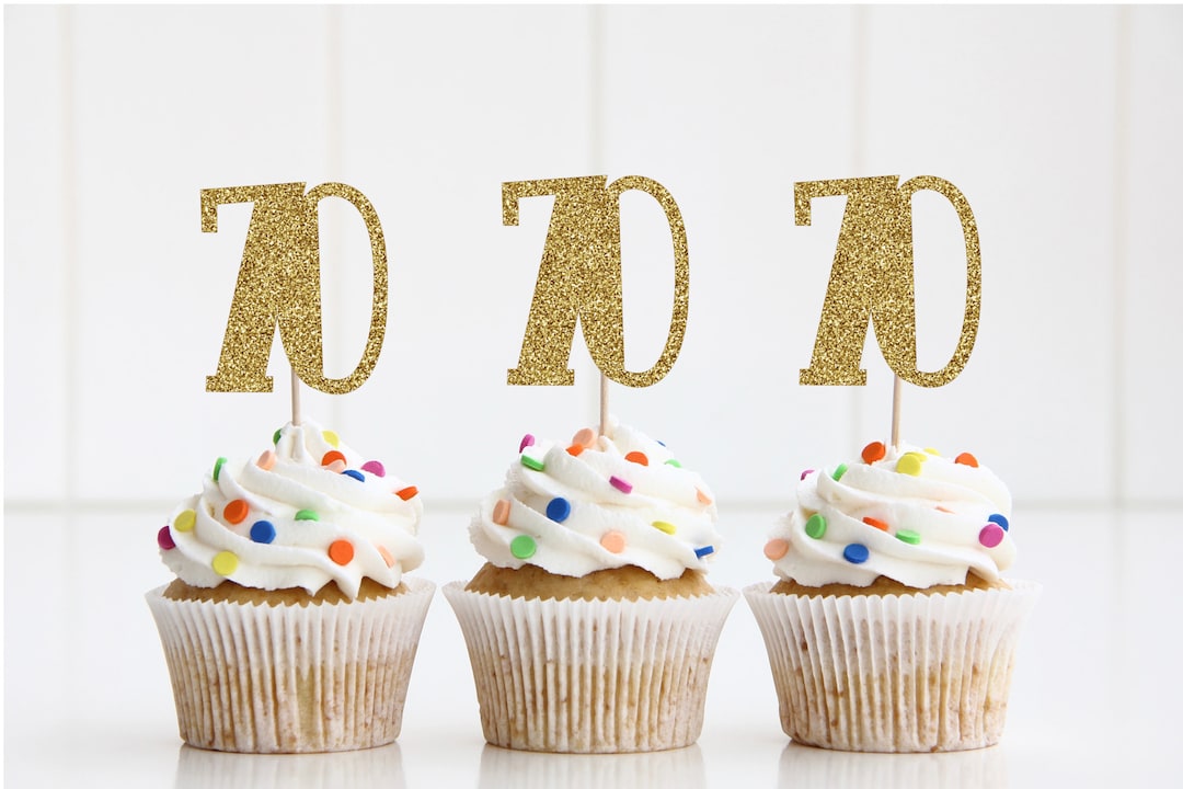70th Birthday Cupcake Toppers, 70th Birthday Decorations - Etsy