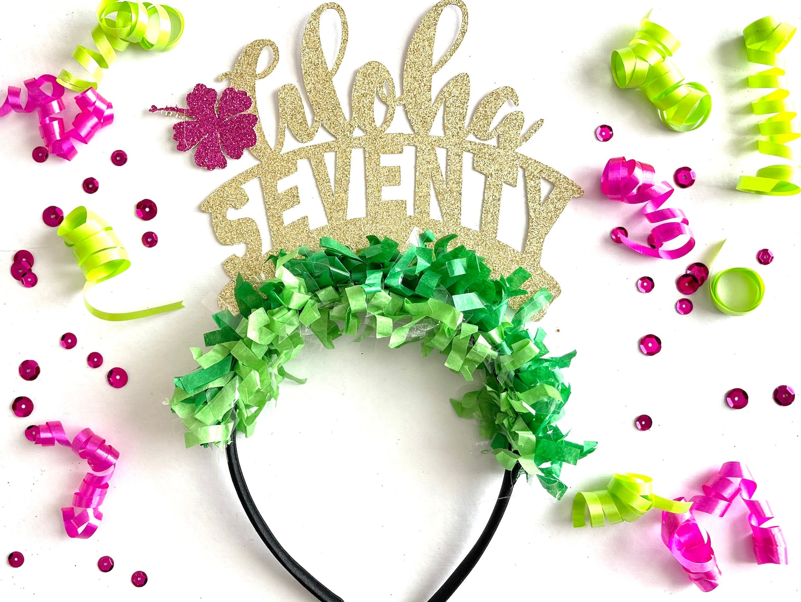Aloha 70 Birthday Crown, 70th Birthday Headband, 70th Birthday Party ...