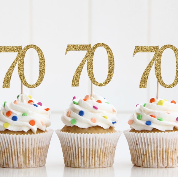 70th Birthday Cupcake Toppers - Etsy