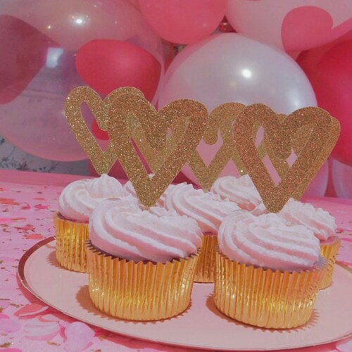 Heart Cupcake Toppers/ Wedding Cupcake Toppers/ | Etsy