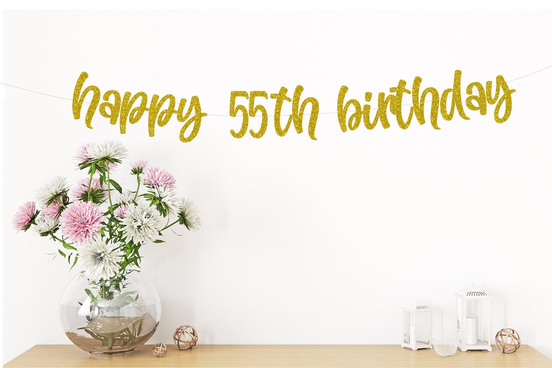 55th Birthday Banner, 55th Birthday Sign, 55th Birthday Decorations ...