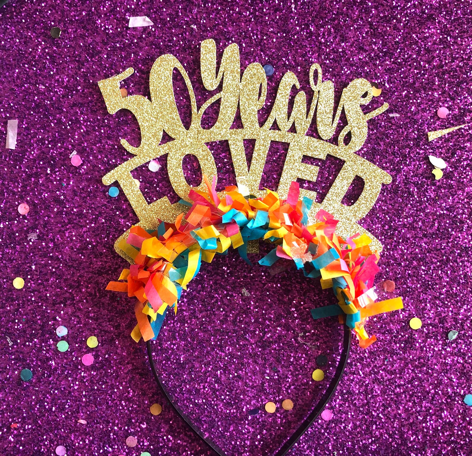 50 Years Loved Crown, 50th Birthday Headband, 50th Birthday Decorations ...