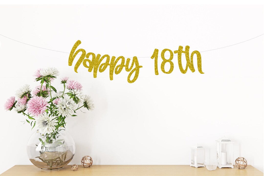 Happy 18th Birthday Banner, 18th Birthday Party Decor 18th Birthday ...
