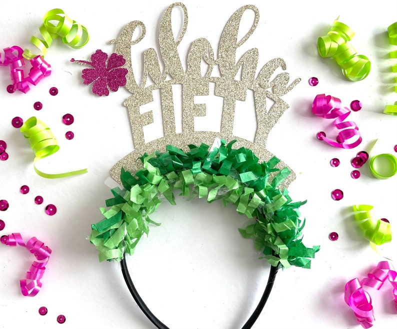 Aloha 50 Birthday Crown 50th Birthday Headband 50th Birthday - Etsy