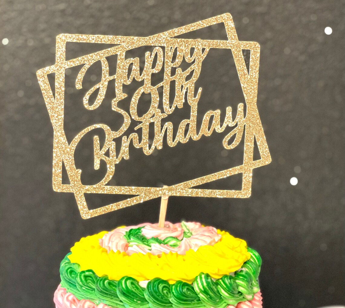 50th Birthday Cake Topper, Happy 50th Birthday Cake Topper, 50th ...