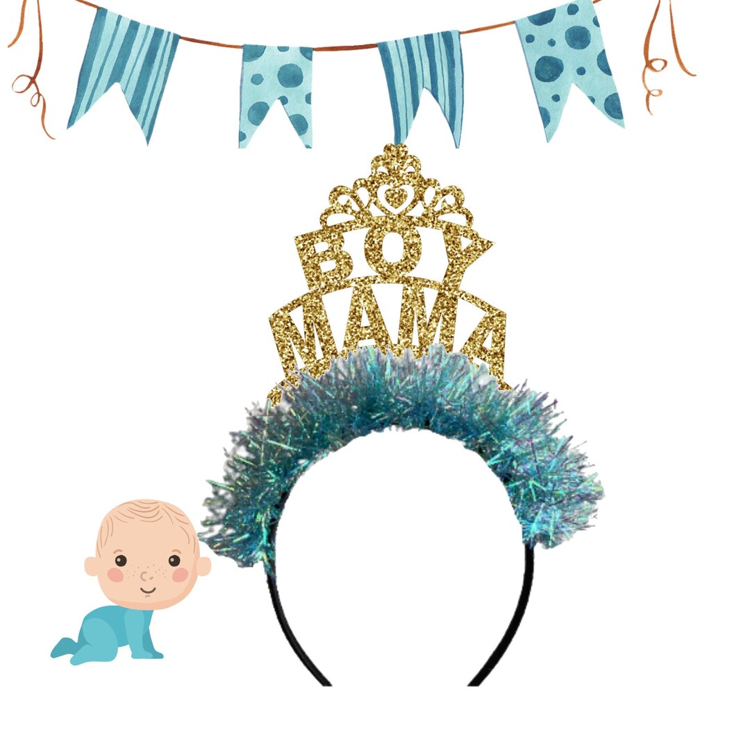Baby Shower Headband, Baby Shower Gift, Boy Mama Headband, Baby Shower ...