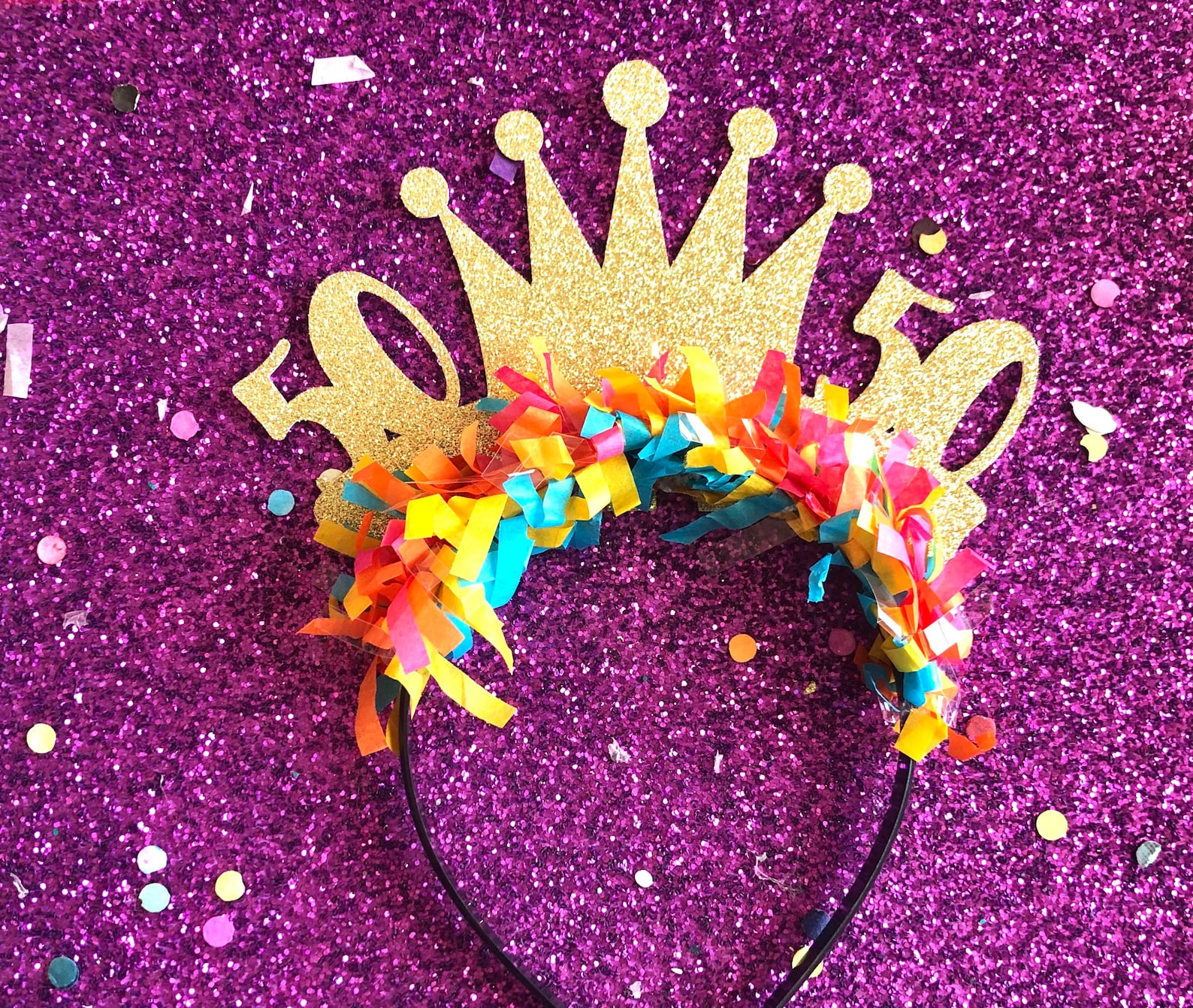 50th Birthday Crown 50th Birthday Headband 50th Birthday - Etsy