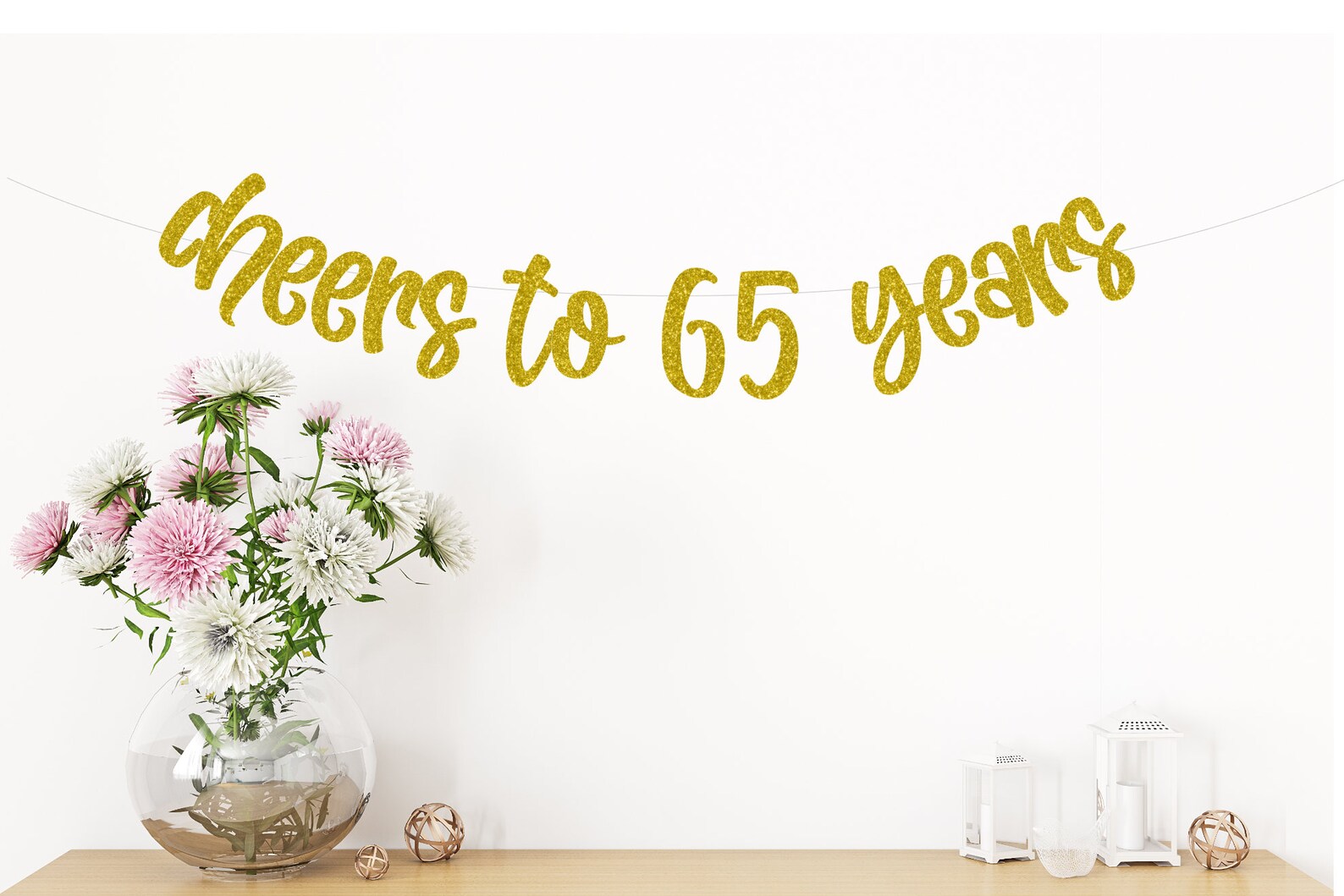 Cheers to 65 Years Banner, 65th Birthday Party Decor - Etsy