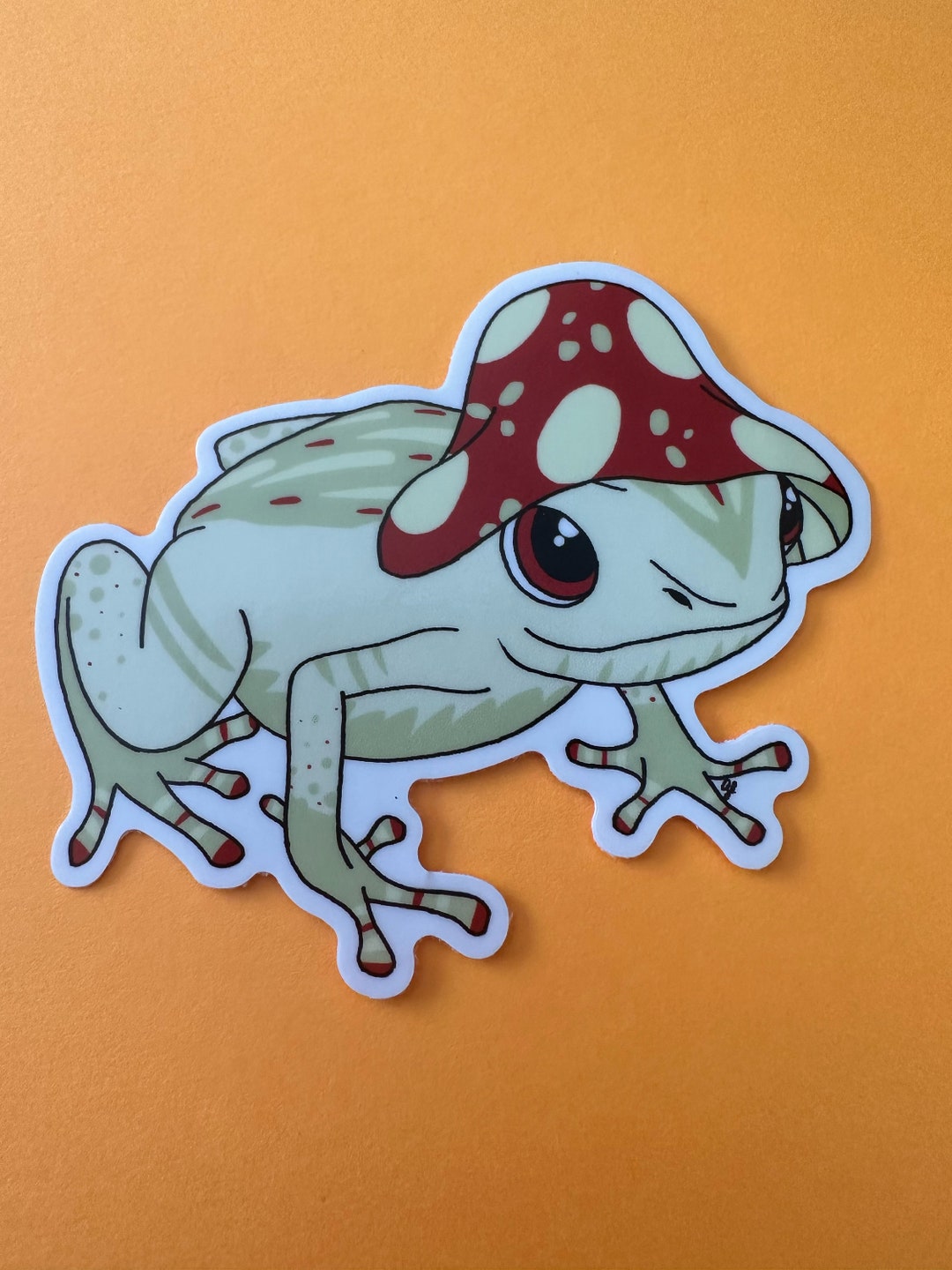 Mushroom Hat Frog, Frog Sticker, Vinyl Sticker, Cottage Core Frog, Frog ...