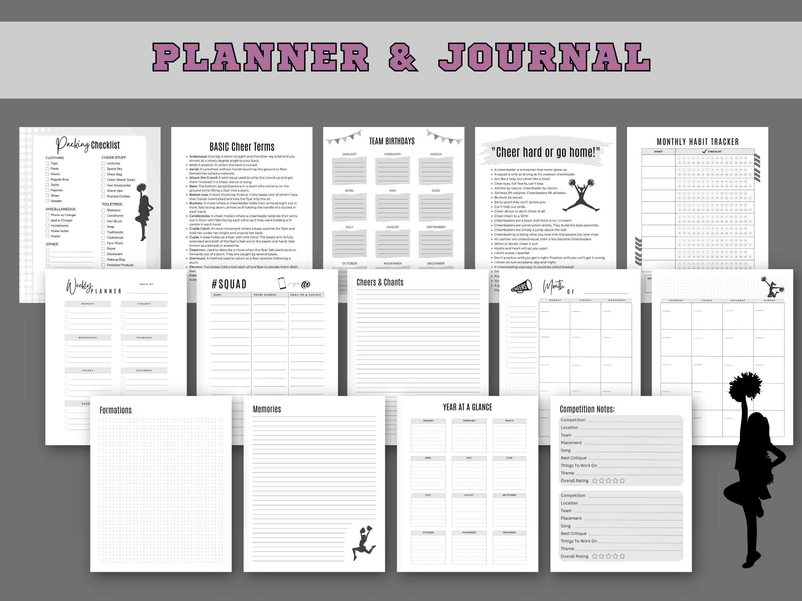Cheer Season Planner Record Your Goals, Competition Notes, Squad ...