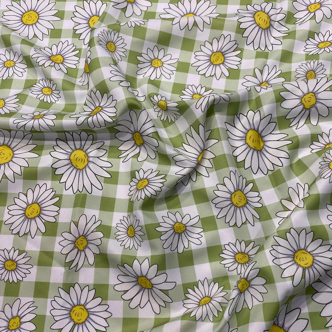 Daisy Checker (poly Print) Fabric by the Yard - Etsy