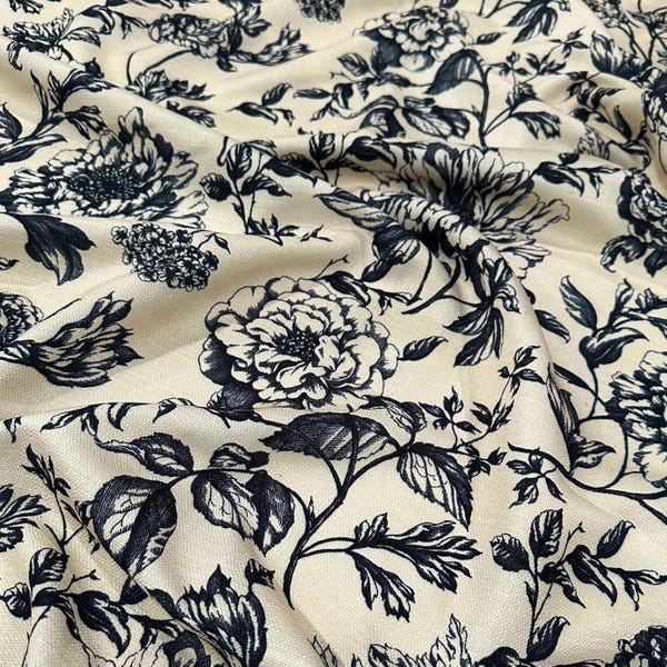Black Toile Fabric - Etsy
