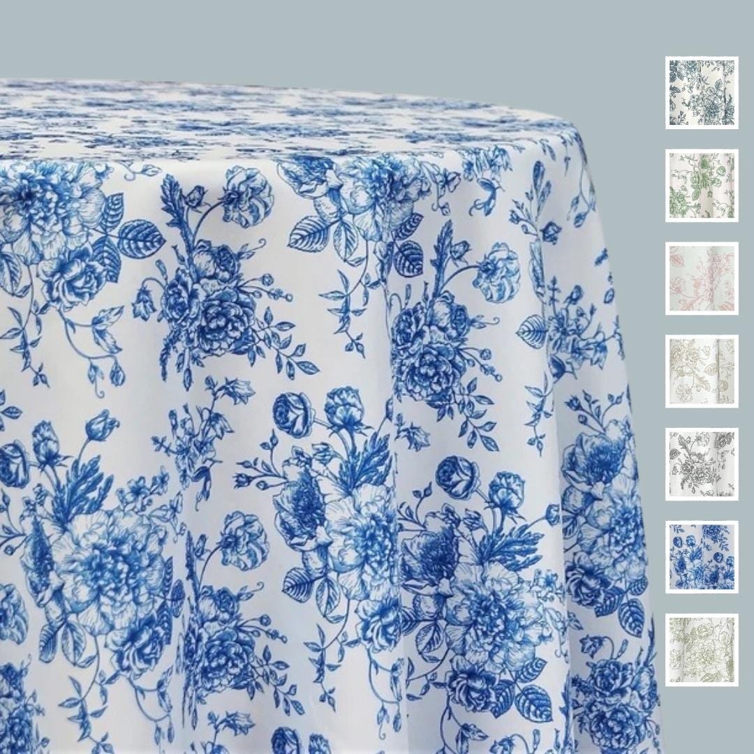 French Toile (poly Print) Table Linens - Etsy