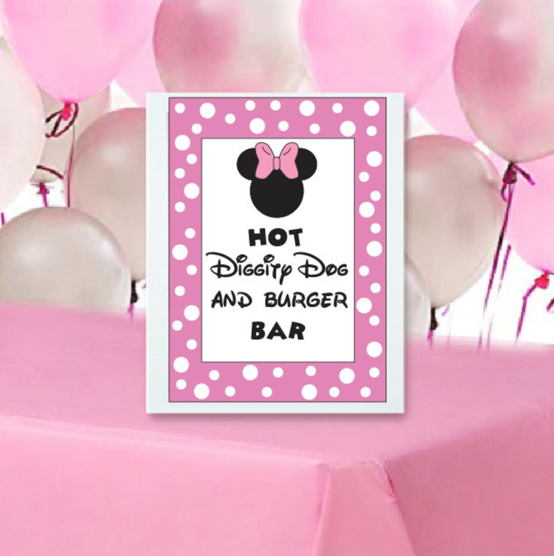 SALE Minnie Mouse Party Art / INSTANT DOWNLOAD / Hot Diggity Dog and ...