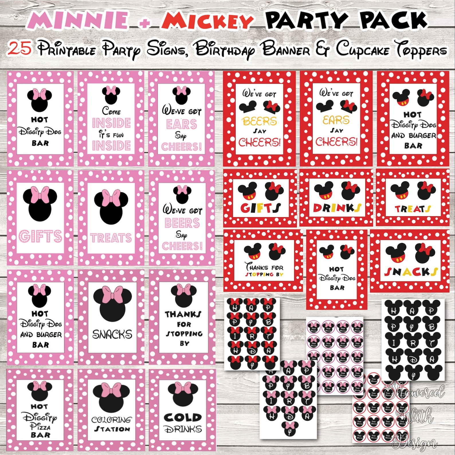 The ULTIMATE Mickey & Minnie Mouse Party Pack Printable Set / 25 Signs ...