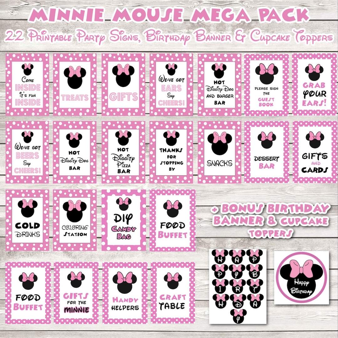 The MEGA Minnie Mouse Party Pack Printable Set / 22 Signs + Birthday ...