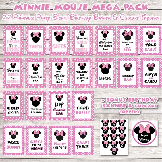 Minnie Mouse Candy Bar Signs