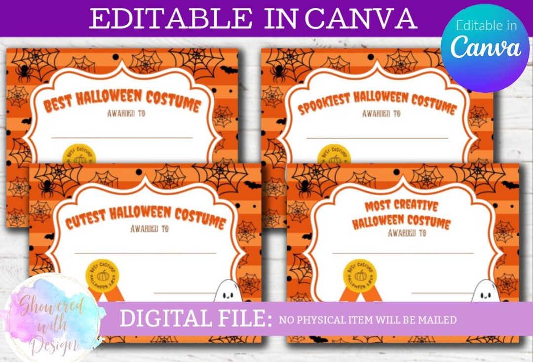 Halloween Awards Template, Costume Party Certificate, Halloween Party ...