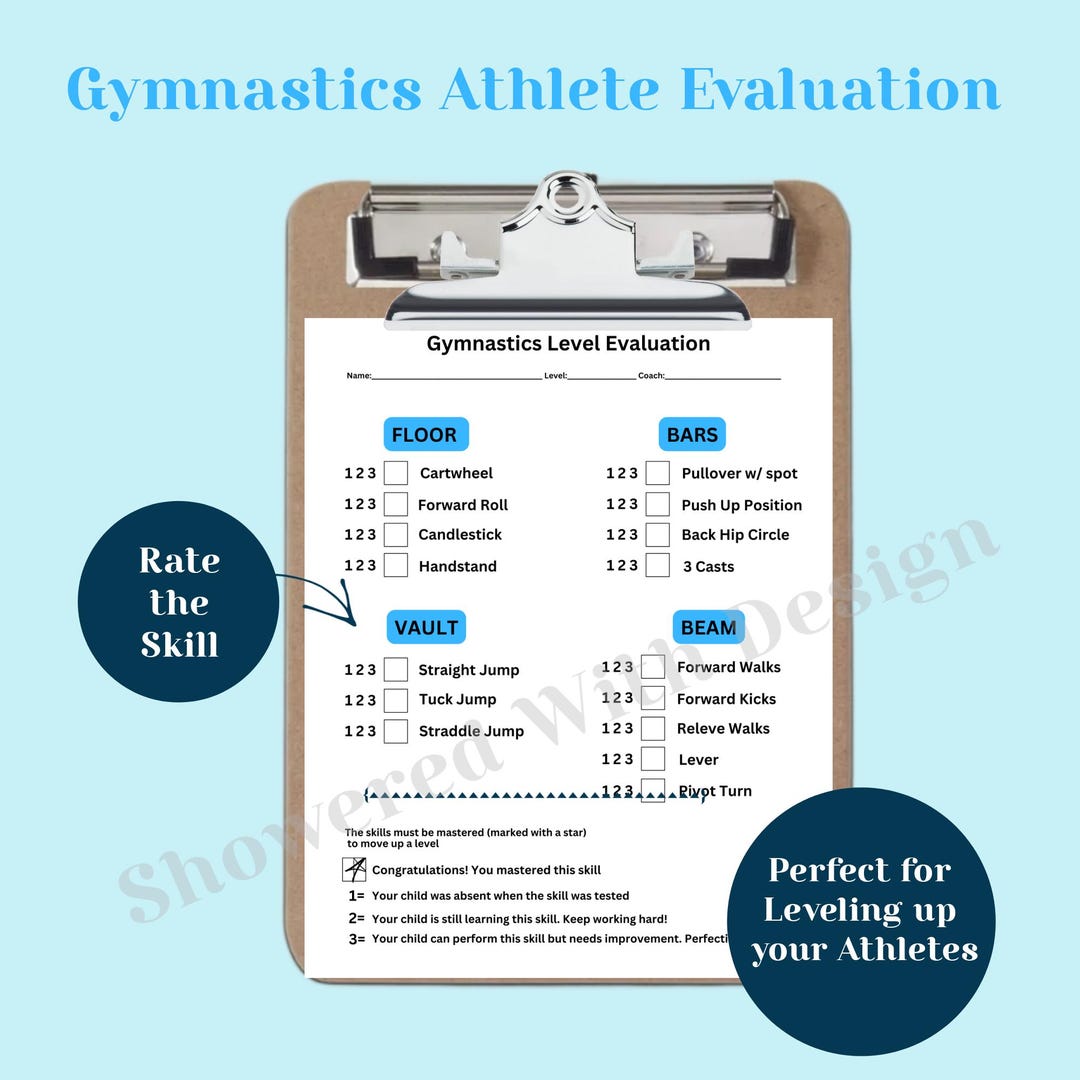 Gymnastics Evaluation Checklist, Simple Skill Evaluation, Gymnastics Evaluation Sheet ...