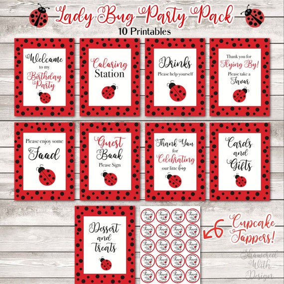 The ULTIMATE Lady Bug Printable Set / 10 Signs Cupcake - Etsy