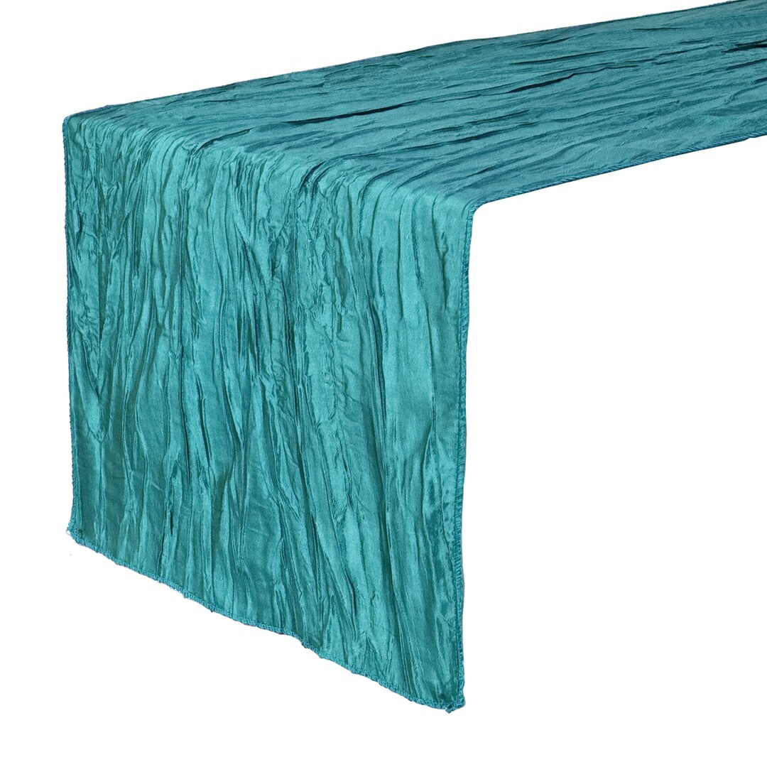 Teal Crinkle Taffeta Table Runner Wedding Table Runner - Etsy