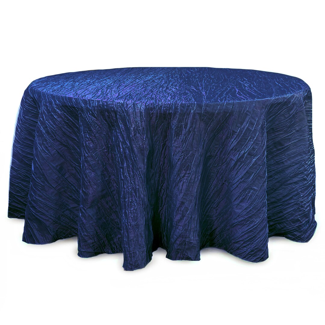 Navy Blue 132 Inch Crinkle Taffeta Round Tablecloth Wedding Tablecloth ...
