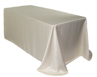90 X 132 Inch Rectangular Ivory Tablecloth Polyester Wedding - Etsy