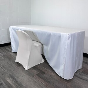 Fitted Slit Open Back 6 Ft Polyester Rectangular Tablecloth | Wedding ...
