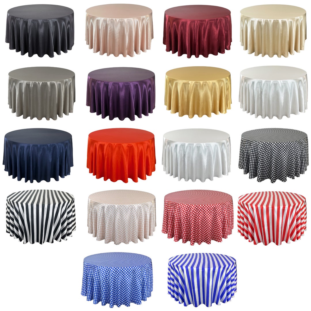 Satin 132 Inch Round Tablecloths | Wedding, Christmas, Holiday, Event ...